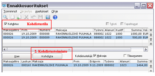 Ennakoiden kohdistaminen