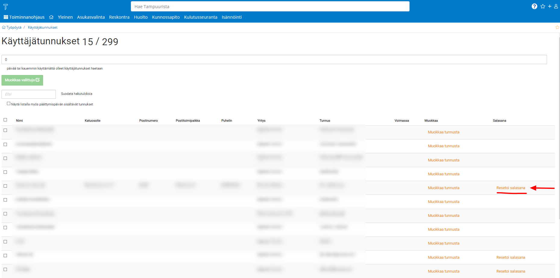 Tampuuri-käyttäjän sisäänkirjautuminen ja salasanavaatimukset